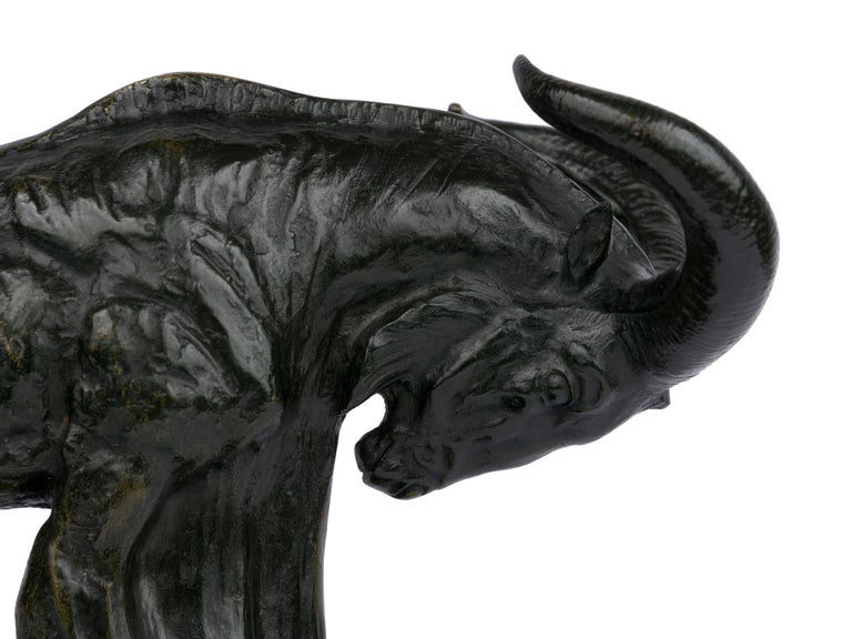 Art Deco “Charging Ram” Modernist Bronze Sculpture by Felix Guis, circa ...