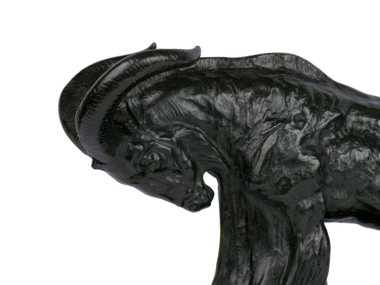 Art Deco “Charging Ram” Modernist Bronze Sculpture by Felix Guis, circa ...