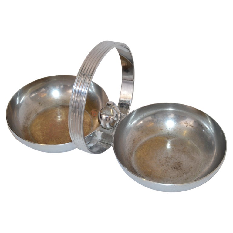 Art Deco Chase USA Chrome on Brass Twin Candy and Nut Dish designed ...