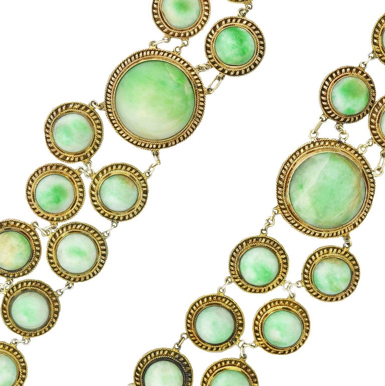 Art Deco Chinese Jade Link and Tassel Pendant Necklace at 1stDibs