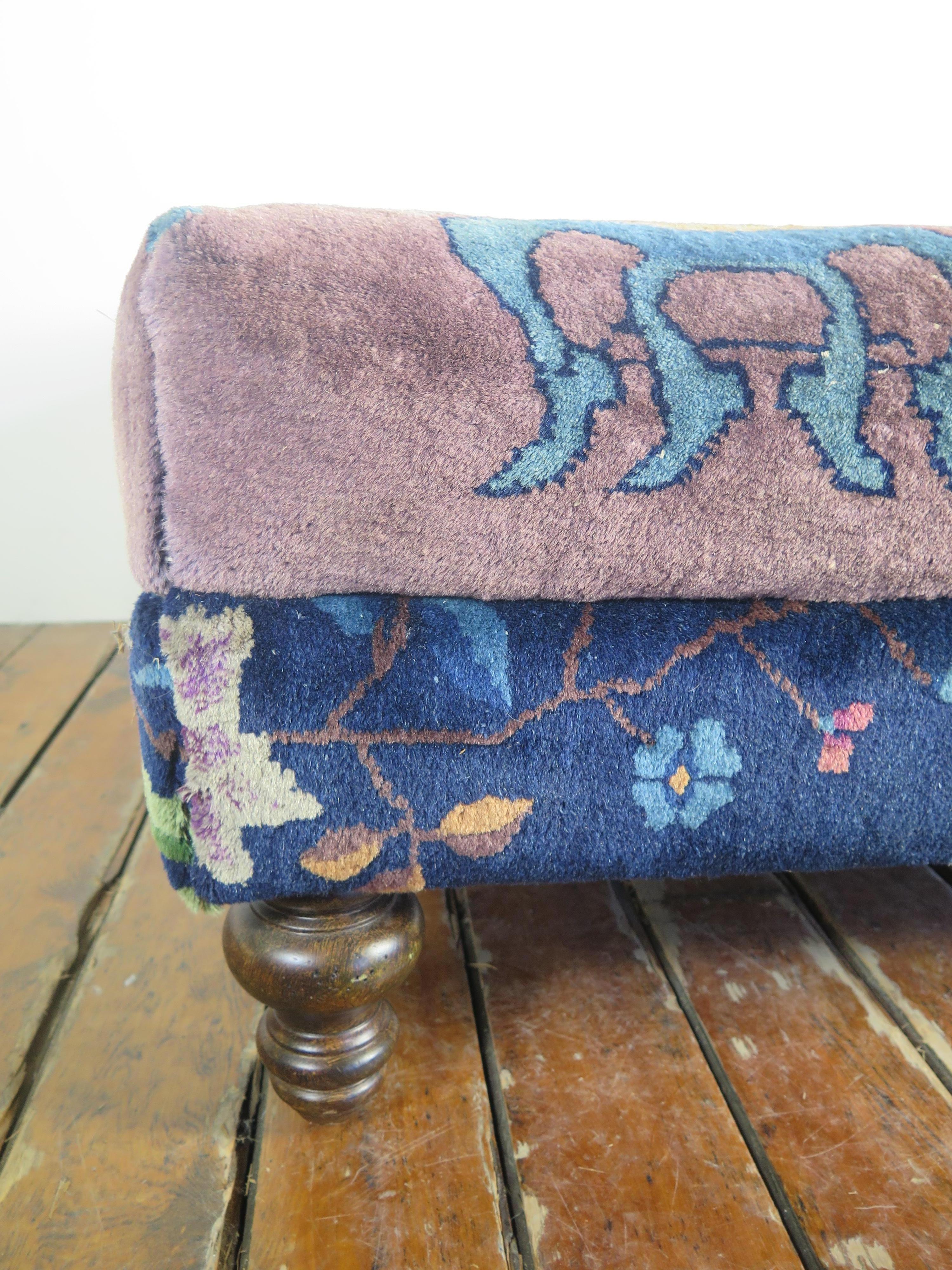 Art Deco Chinese Rug Ottoman at 1stDibs | china upholstered pouf