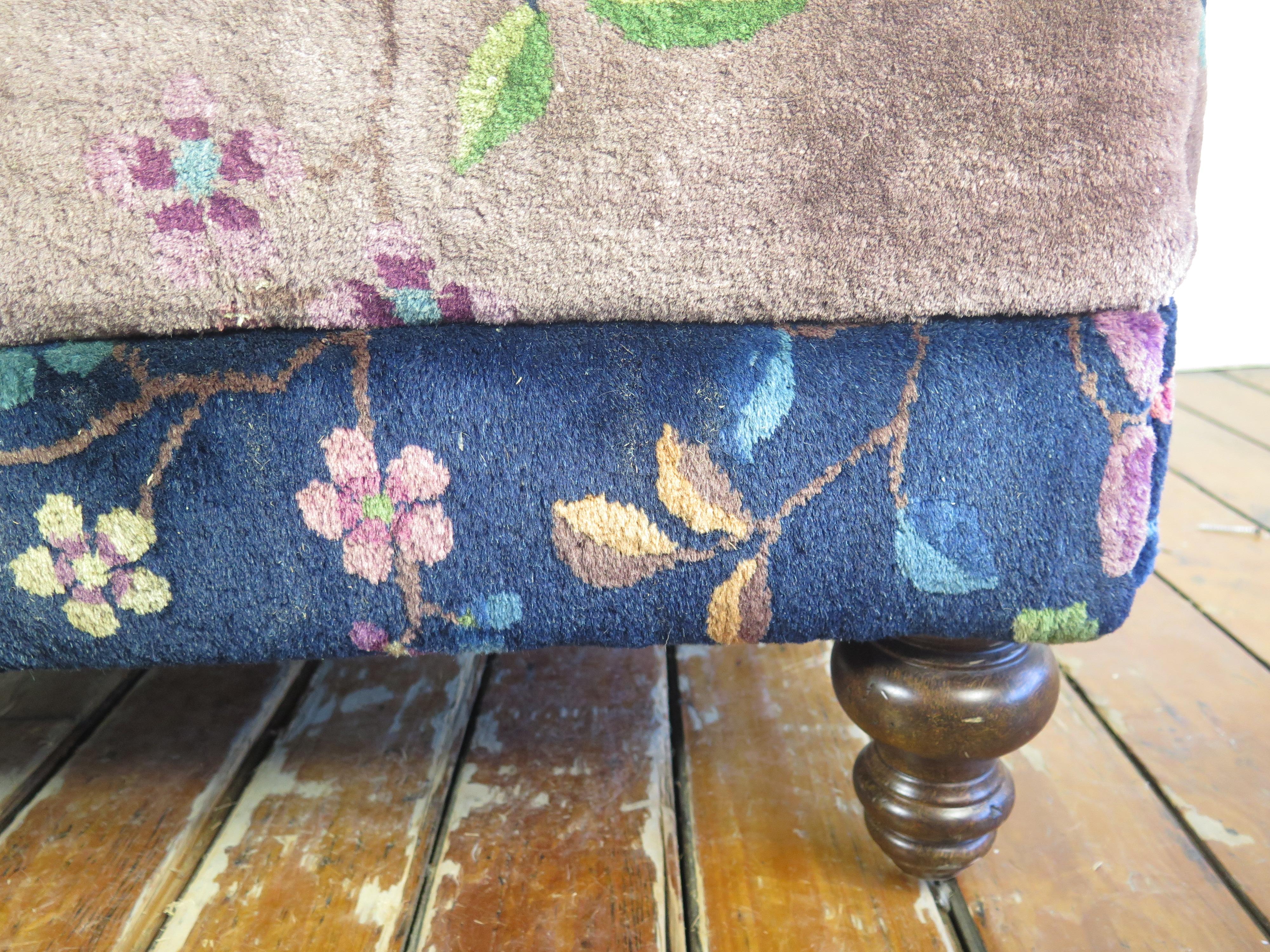 Art Deco Chinese Rug Ottoman at 1stDibs | china upholstered pouf