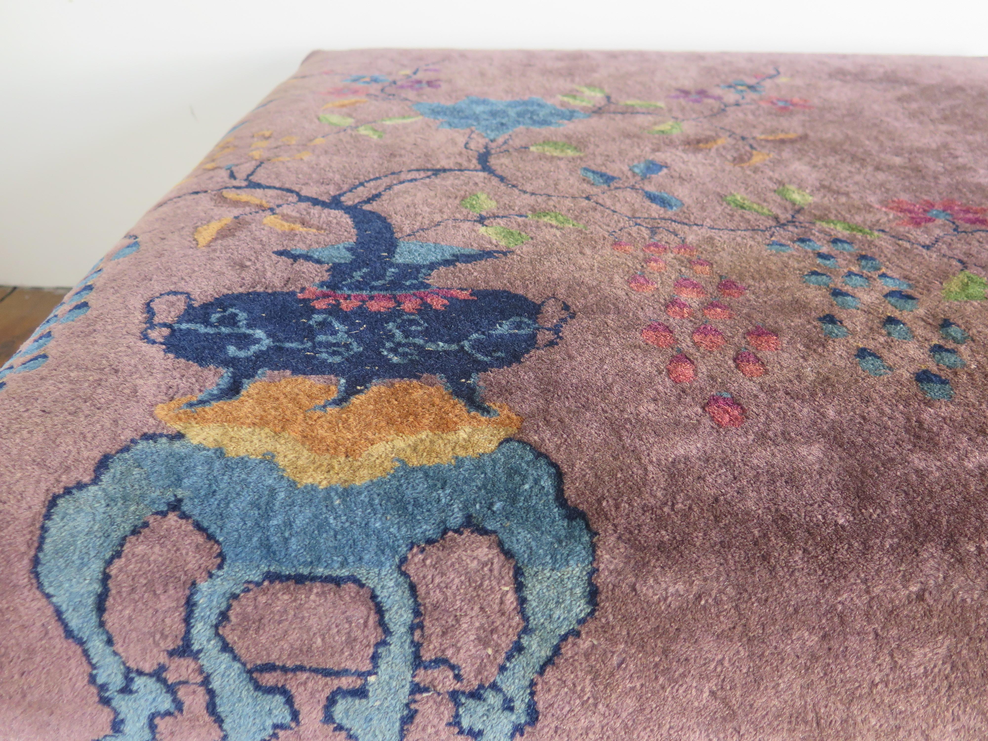 Art Deco Chinese Rug Ottoman at 1stDibs | china upholstered pouf