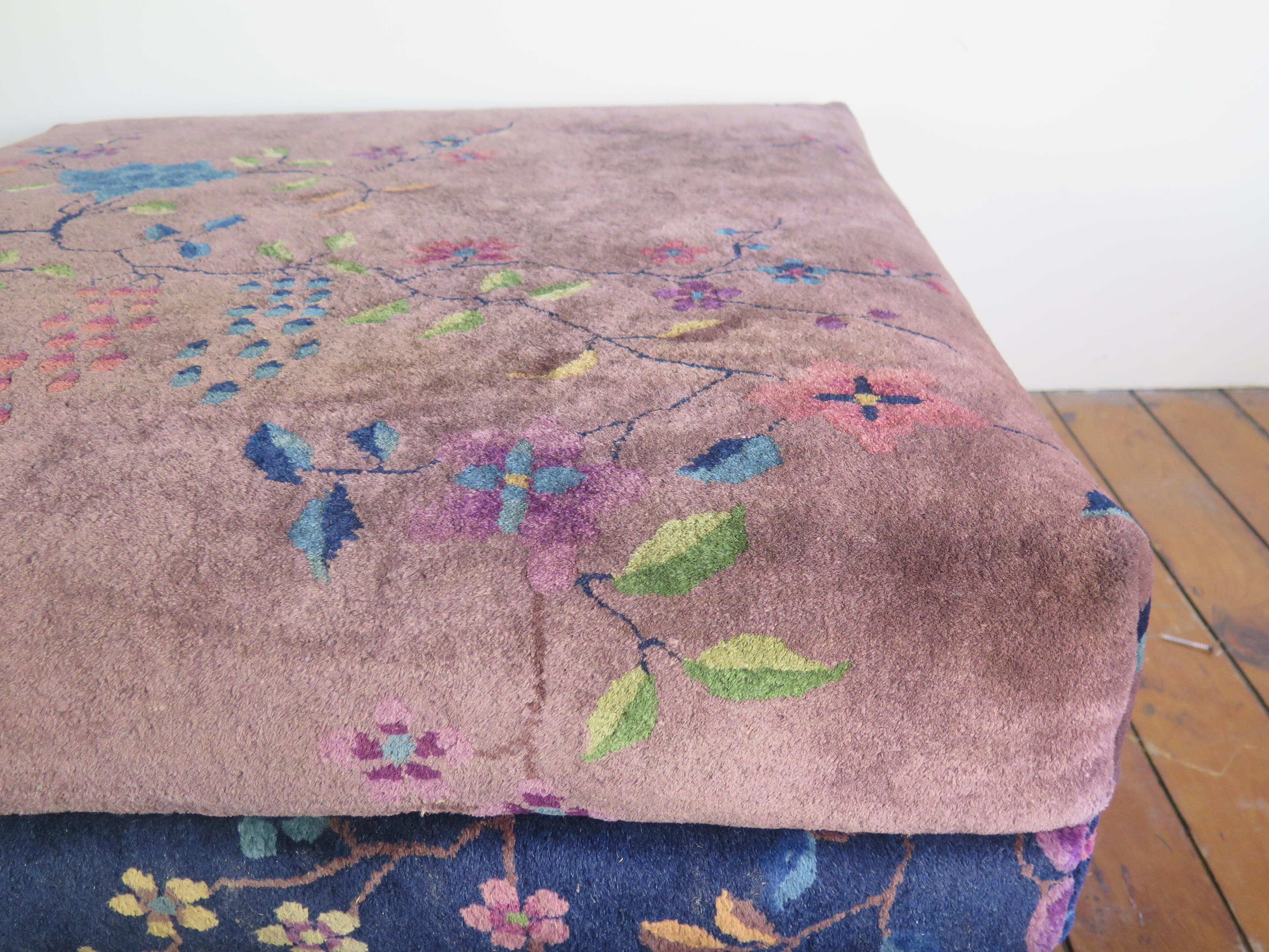 Art Deco Chinese Rug Ottoman at 1stDibs | china upholstered pouf