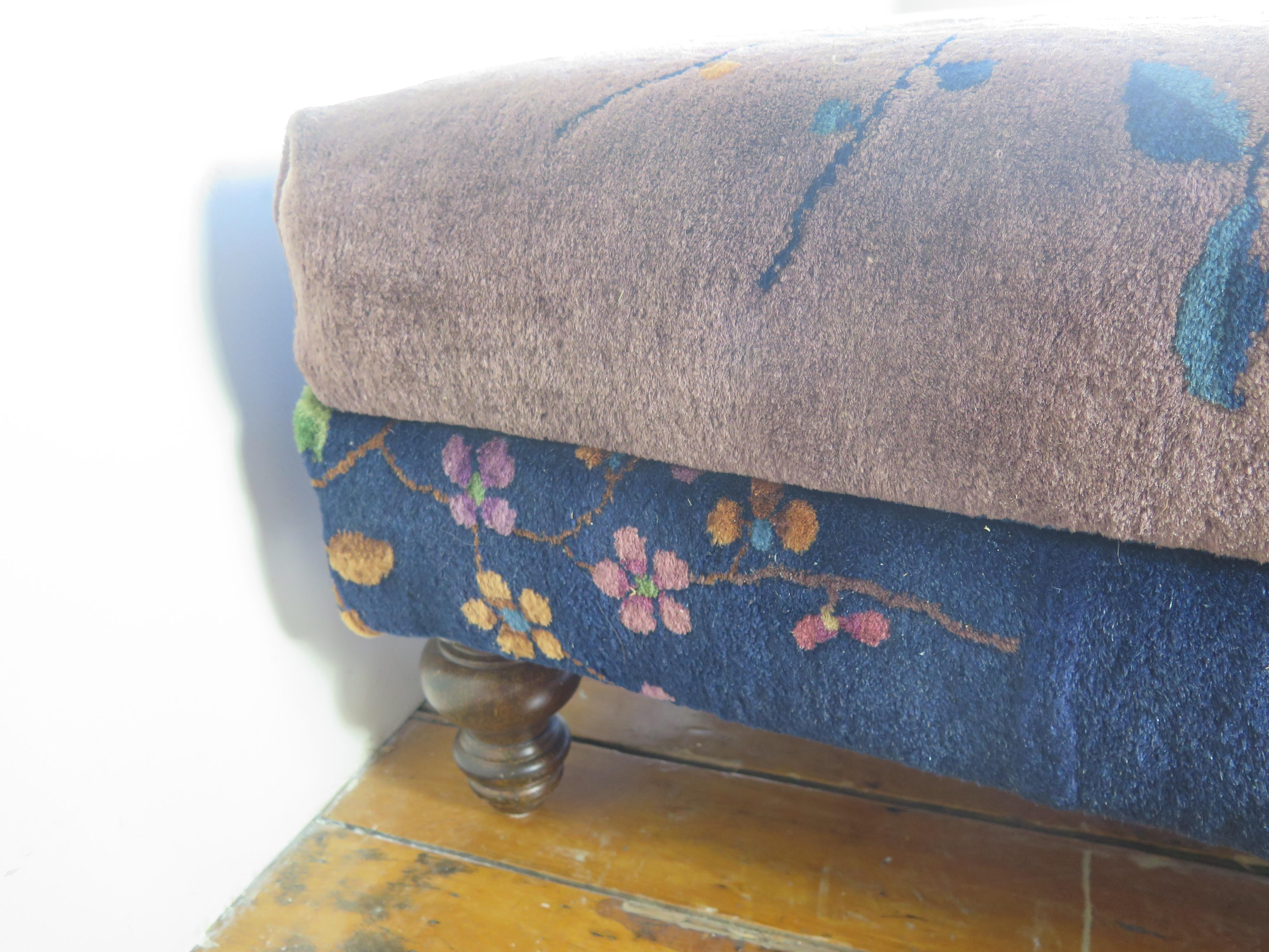 Art Deco Chinese Rug Ottoman at 1stDibs | china upholstered pouf