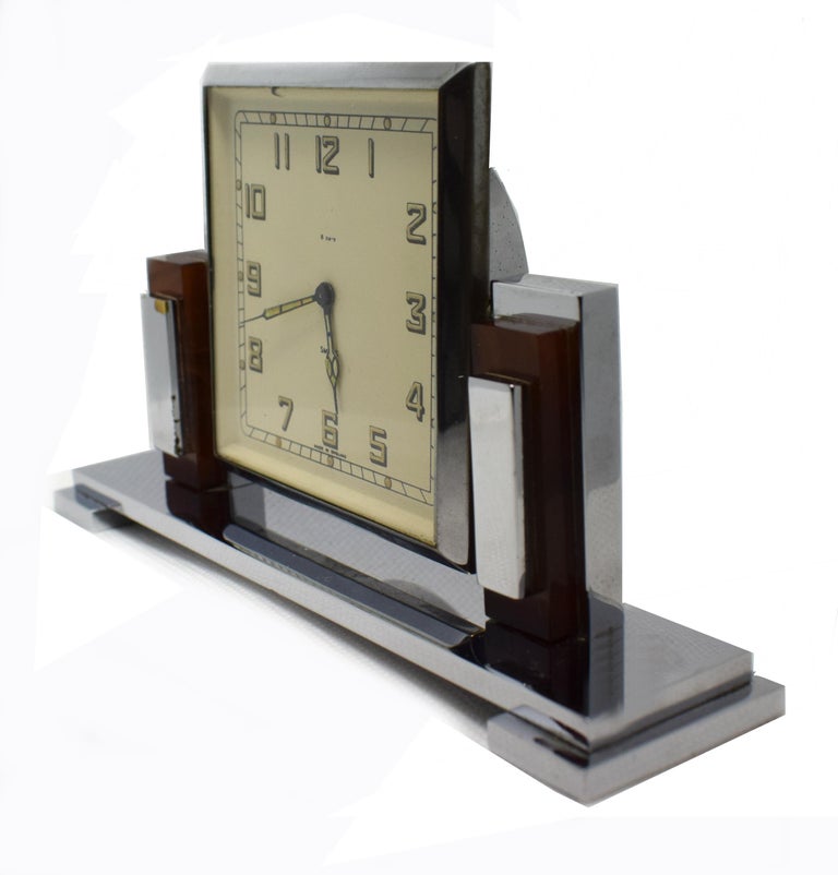 Art Deco Chrome and Bakelite Eight Day Clock, circa 1930 at 1stDibs