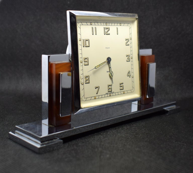 Art Deco Chrome and Bakelite Eight Day Clock, circa 1930 at 1stDibs