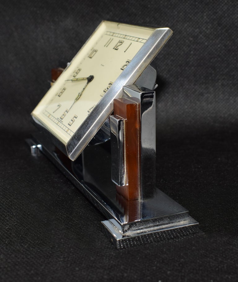 Art Deco Chrome and Bakelite Eight Day Clock, circa 1930 at 1stDibs