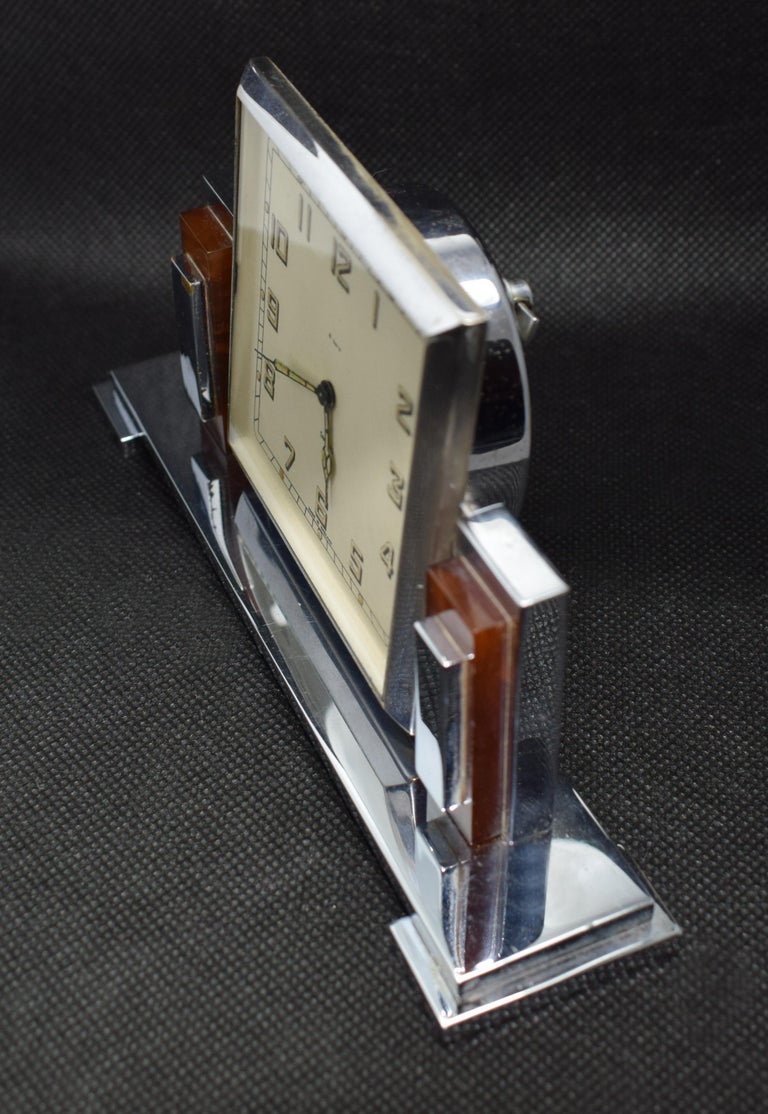 Art Deco Chrome and Bakelite Eight Day Clock, circa 1930 at 1stDibs