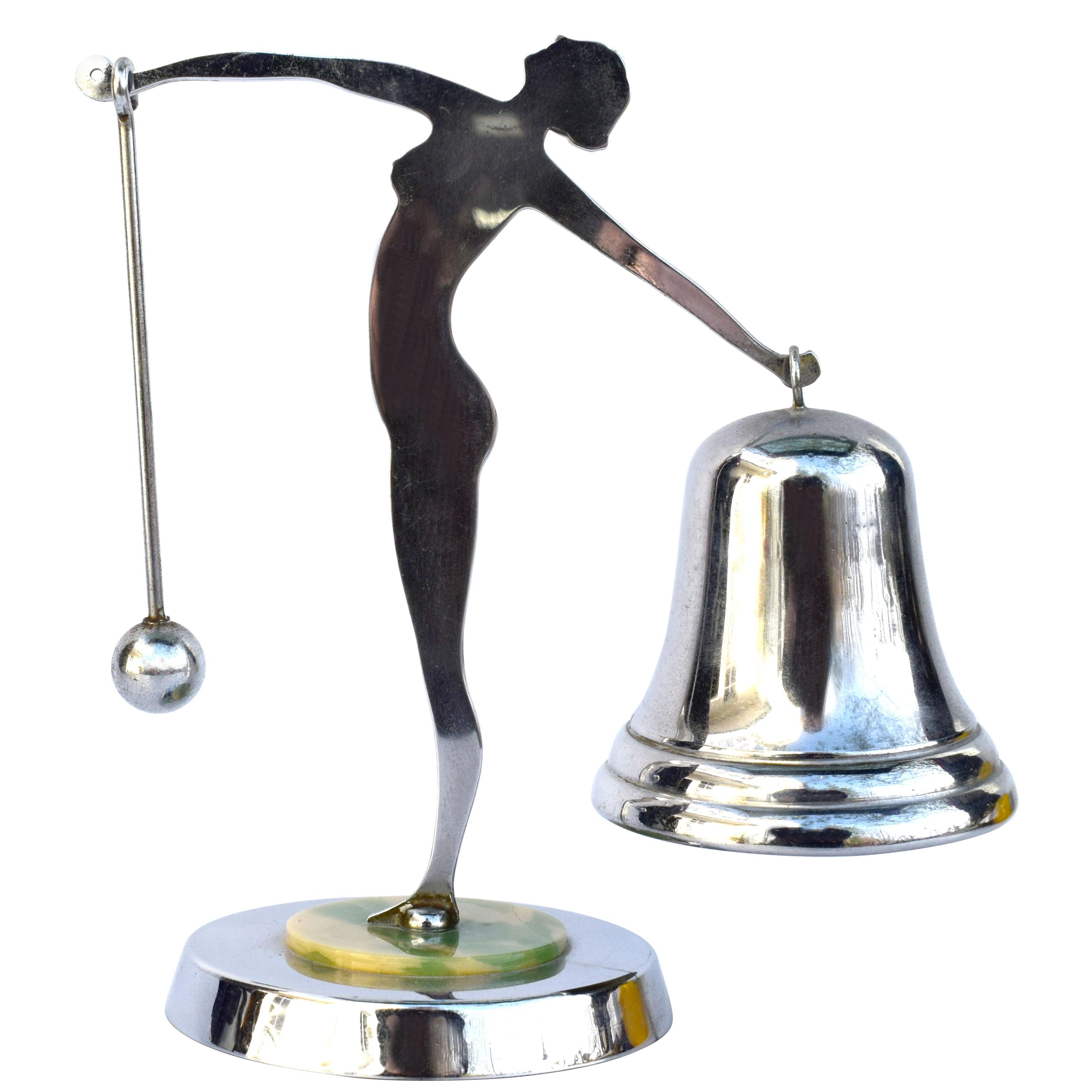 Art Deco Chrome and Bakelite Figural Dinner Gong, English, circa 1930 ...