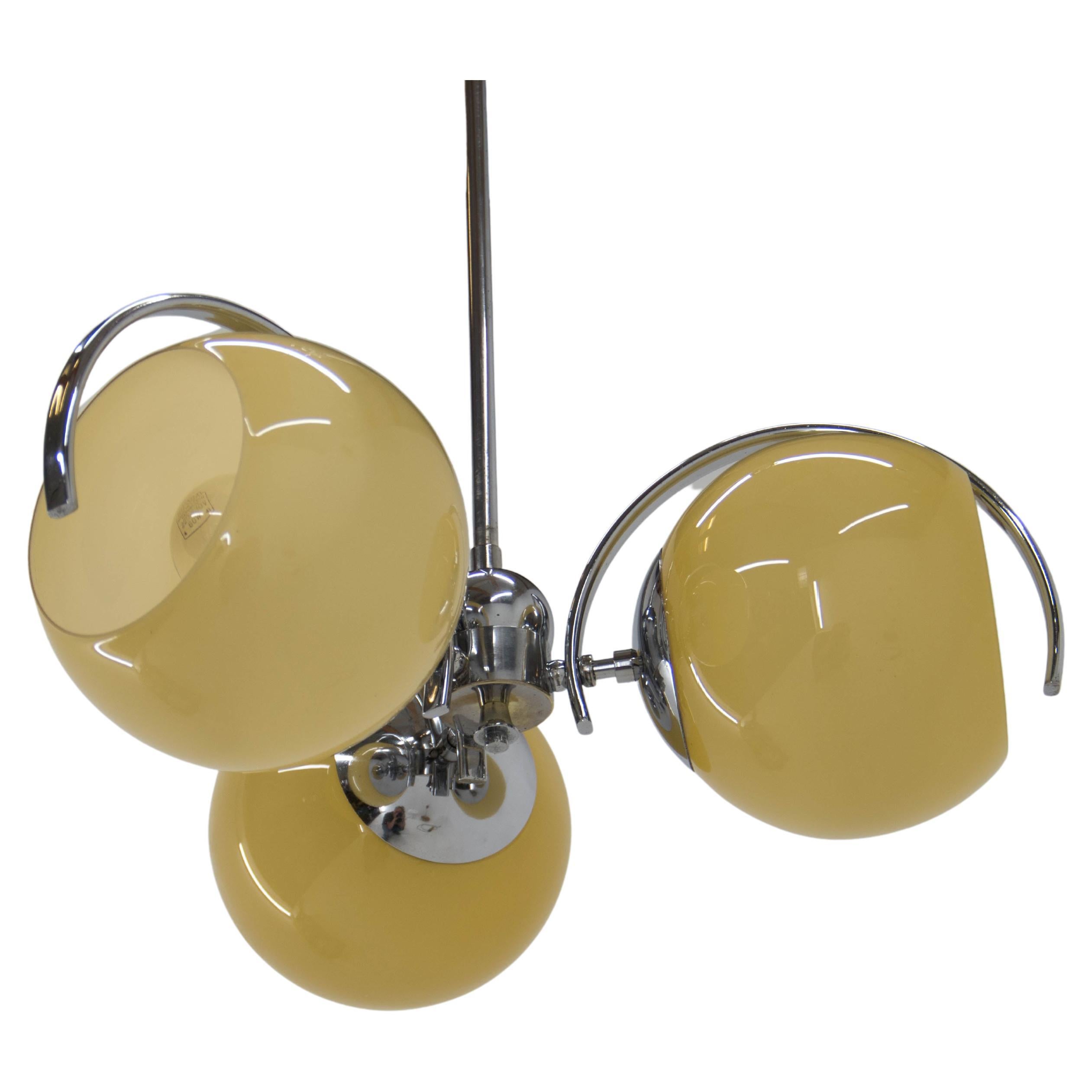 Silver Plate and Glass Art Deco Chandelier with Crystal Ball Drops ...