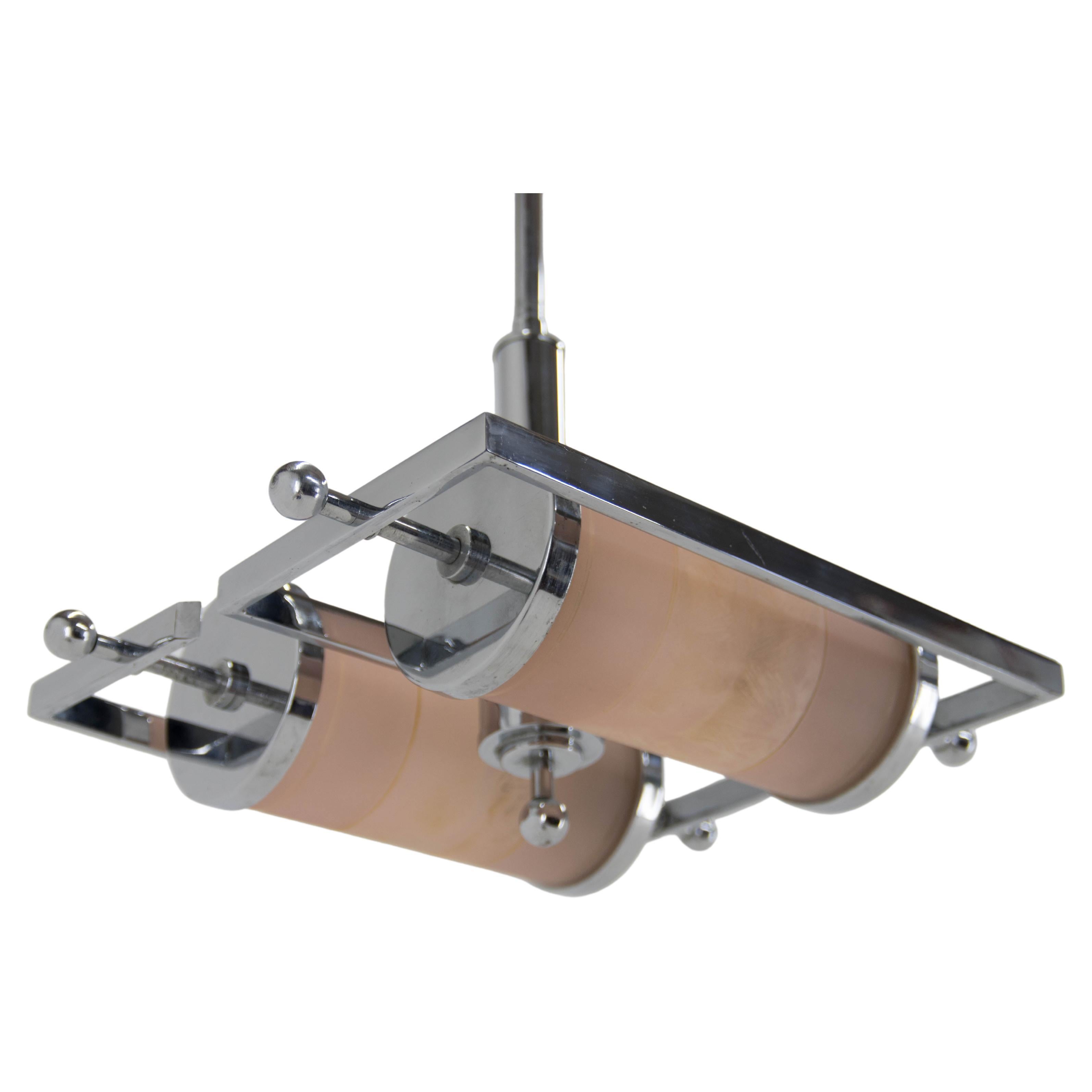 Chrome-Glass Art Deco Chandelier from Hungary, from the 1930s For Sale ...