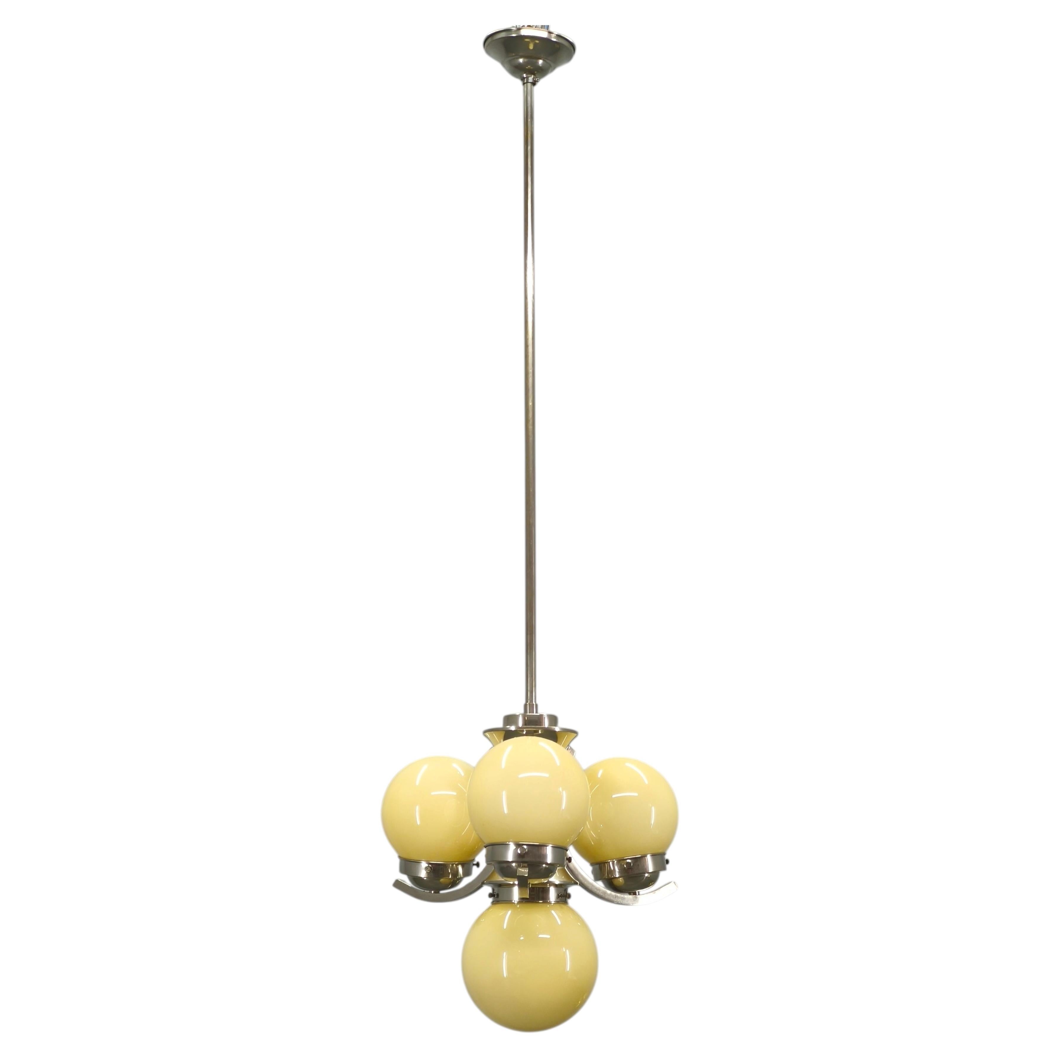 1930s Czech Art Deco Chrome and Frosted Glass Chandelier For Sale at ...