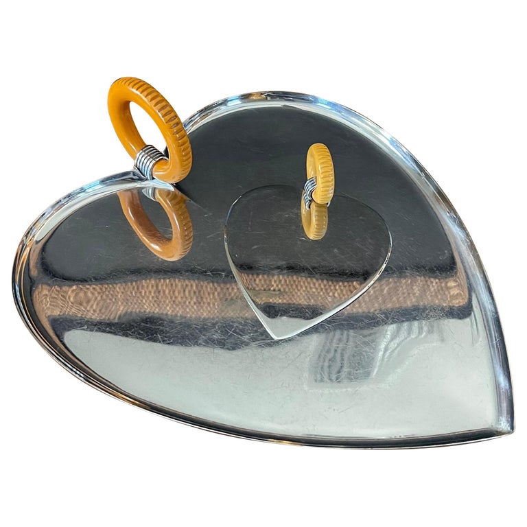 Art Deco Chrome and Bakelite Heart Tray and Spatula by Chase Co. at 1stDibs
