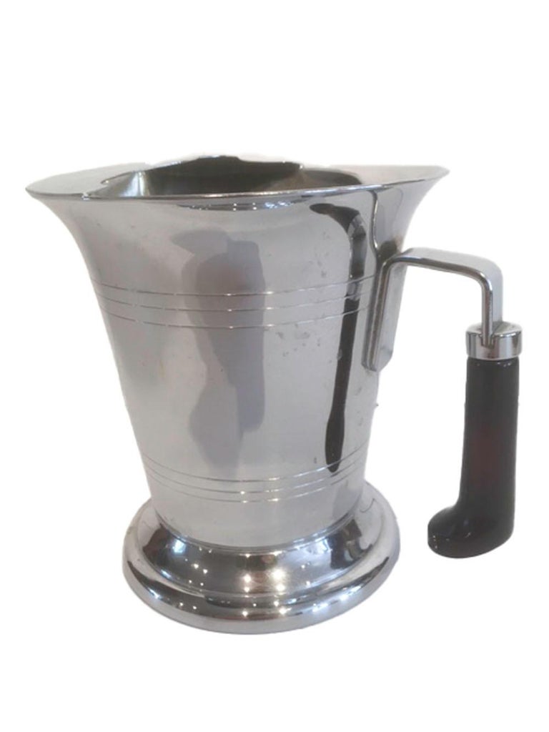 Art Deco Chrome Bar Pitcher with Ice Dam and Red Bakelite Handle by Glo ...