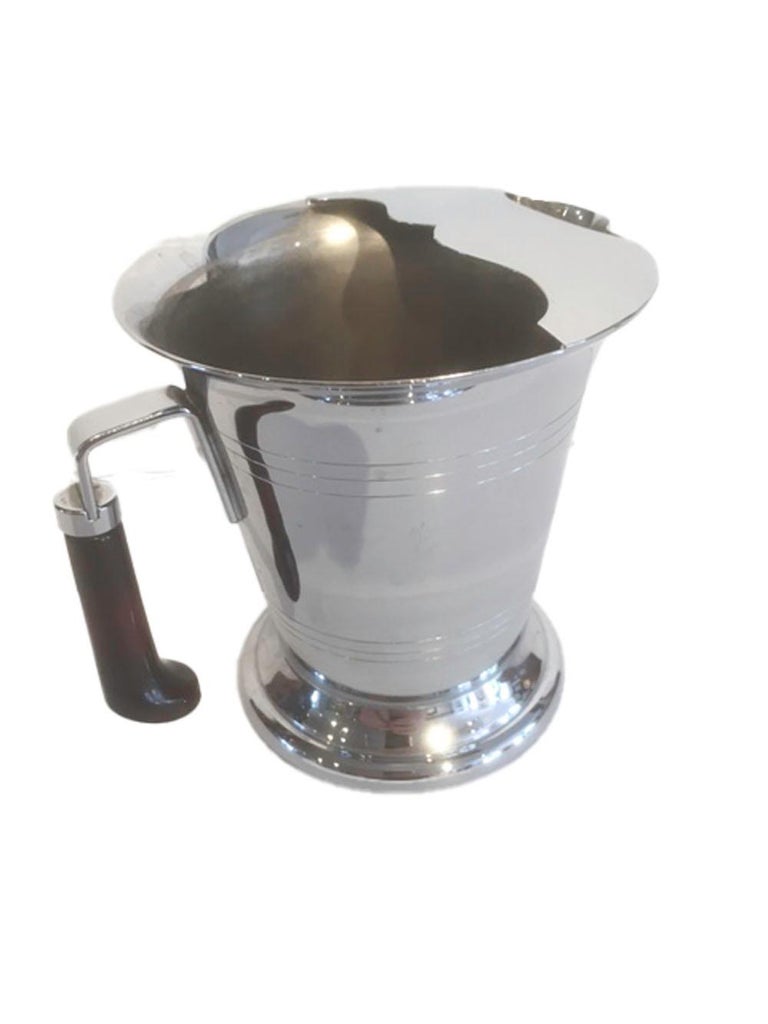 Art Deco Chrome Bar Pitcher with Ice Dam and Red Bakelite Handle by Glo ...
