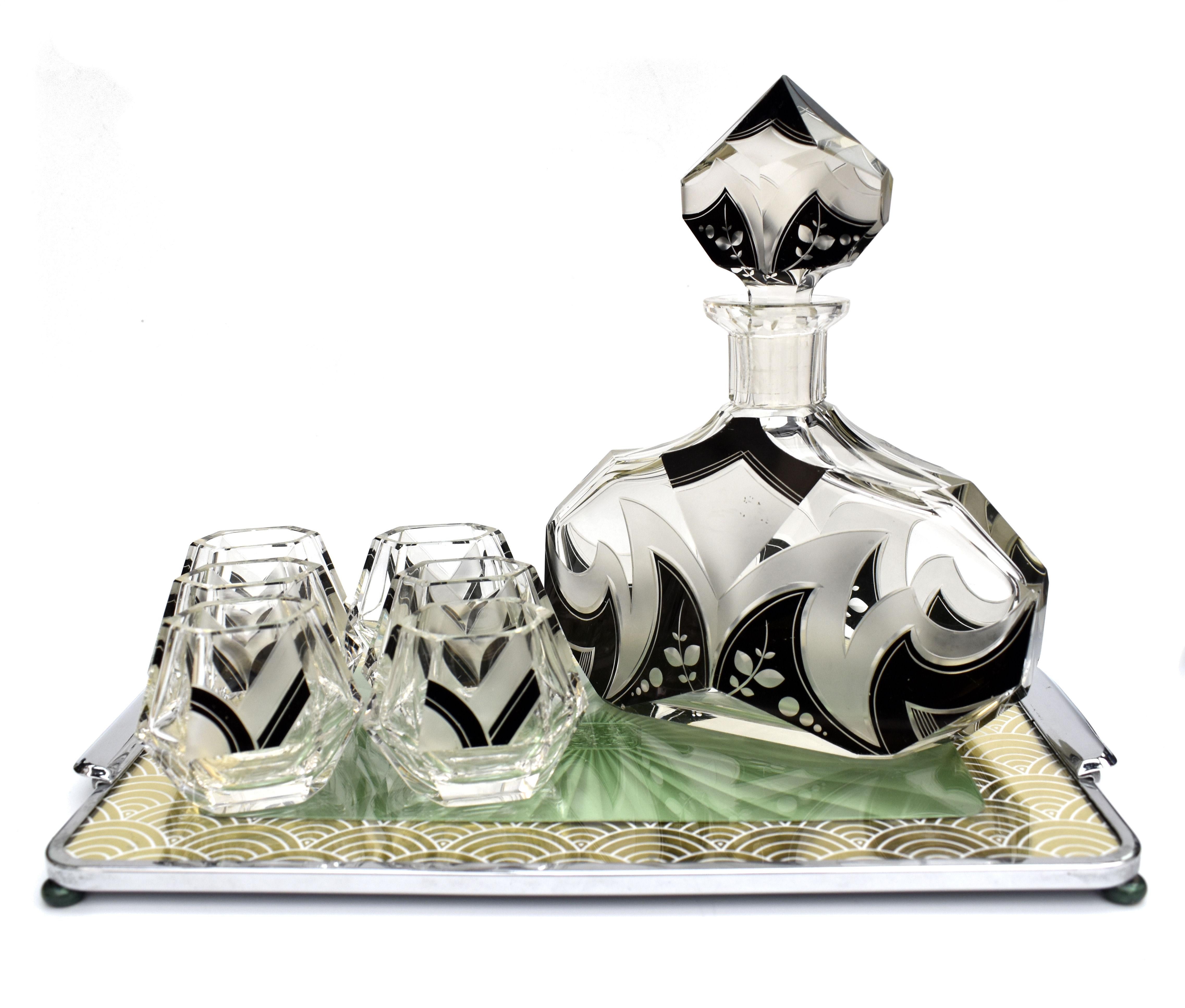 Art Deco Chrome and Glass Drinks Tray, 1930's, English at 1stDibs