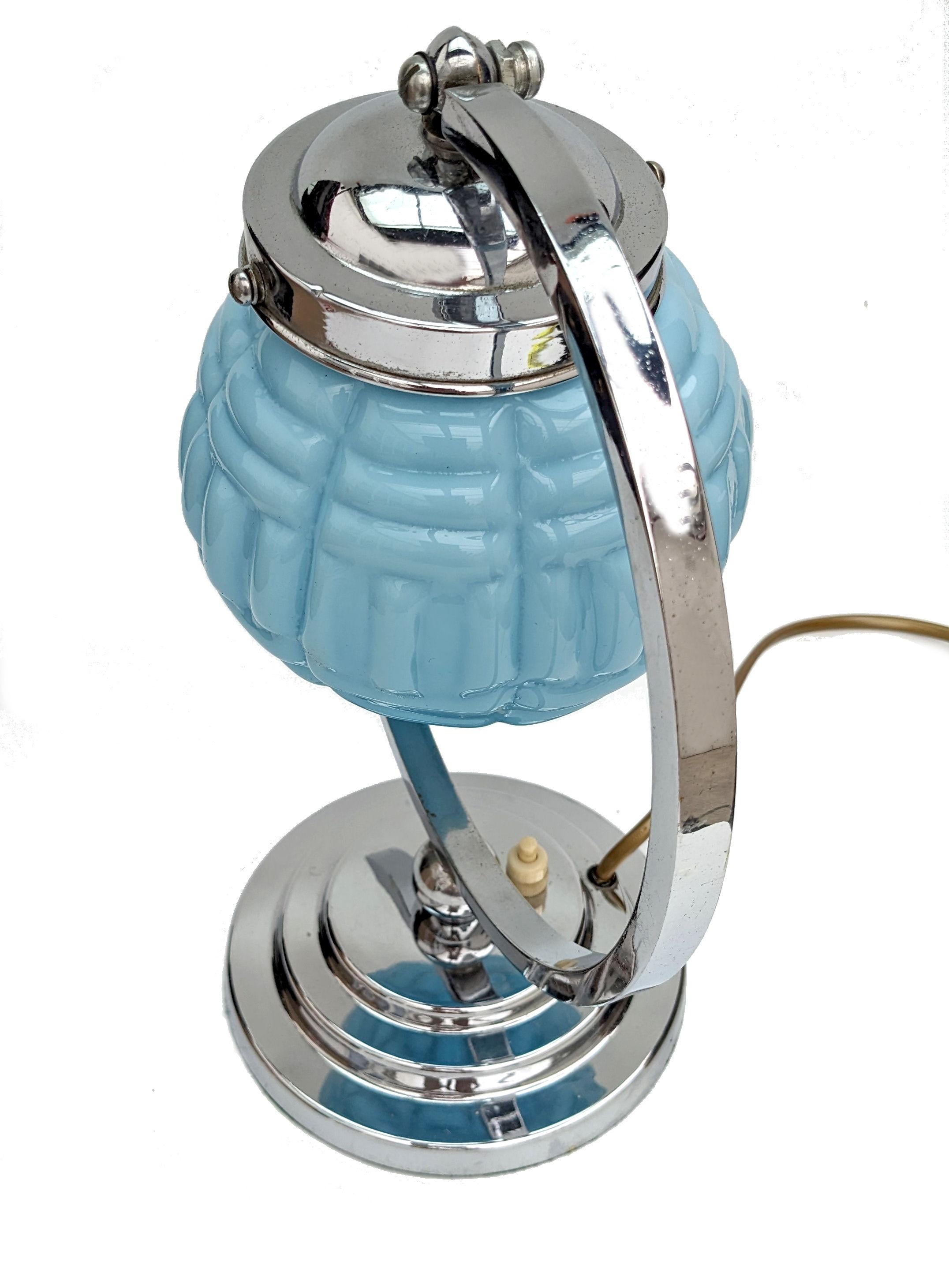 Art Deco Chrome and Glass Table Lamp, England, c1930 For Sale at 1stDibs