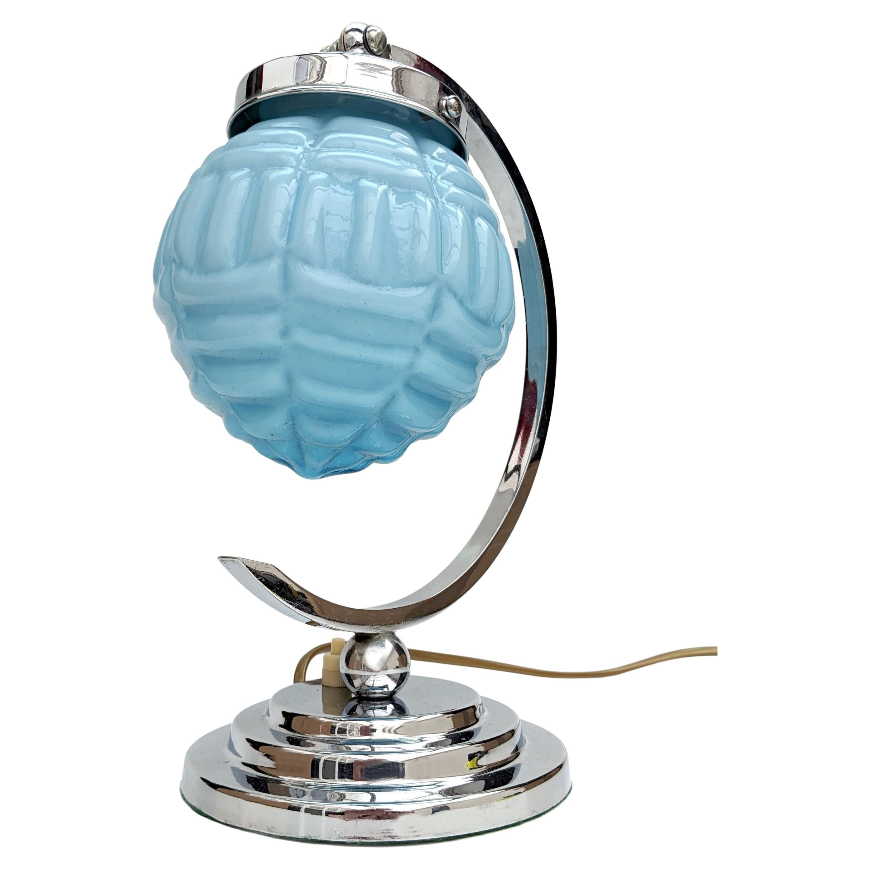 Art Deco Marble Glass and Chrome Table Lamp For Sale at 1stDibs