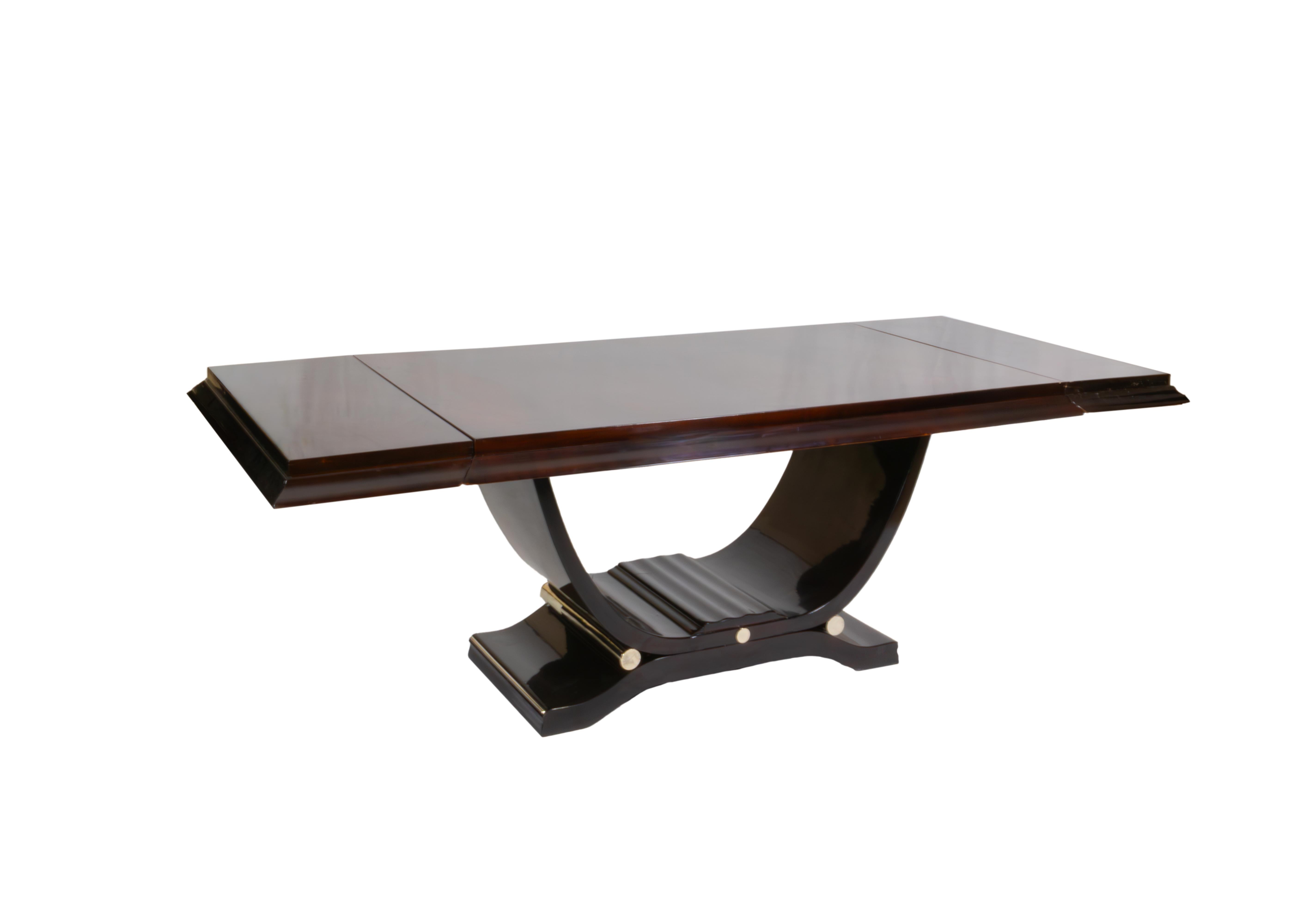Art Deco Chrome Mahogany Dining Table 20th Century For Sale at 1stDibs