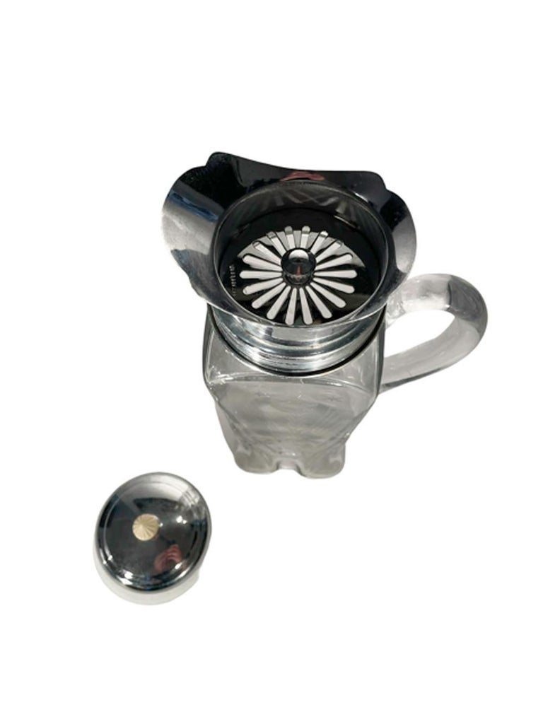 Art Deco Chrome Mounted Cambridge Glass Cocktail Shaker / Pitcher For ...