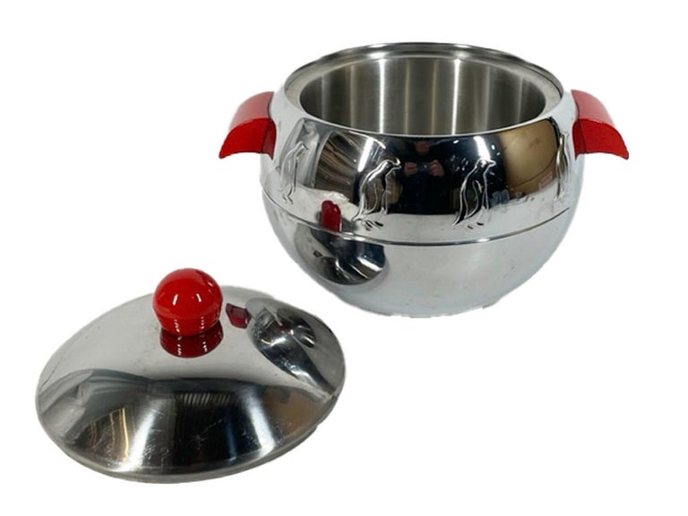 Art Deco Chrome Penguin Hot/Cold Server / Ice Bucket by West Bend, Red ...
