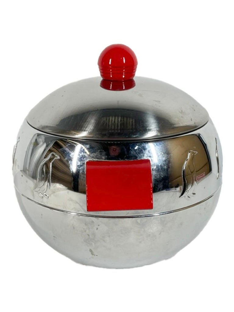 Art Deco Chrome Penguin Hot/Cold Server / Ice Bucket by West Bend, Red ...
