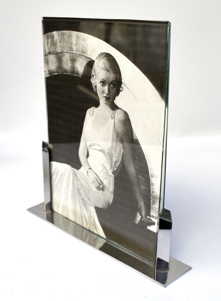 Art Deco Chrome Picture Frame, France, c1930's For Sale at 1stDibs