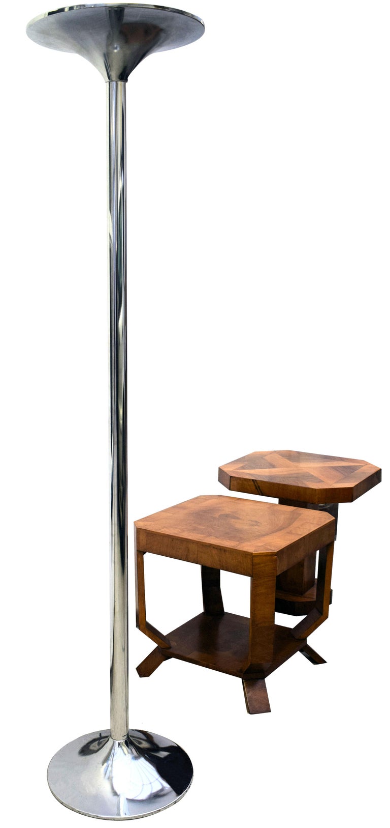 Art Deco Chrome Uplighter Floor Lamp, circa 1930s For Sale at 1stDibs