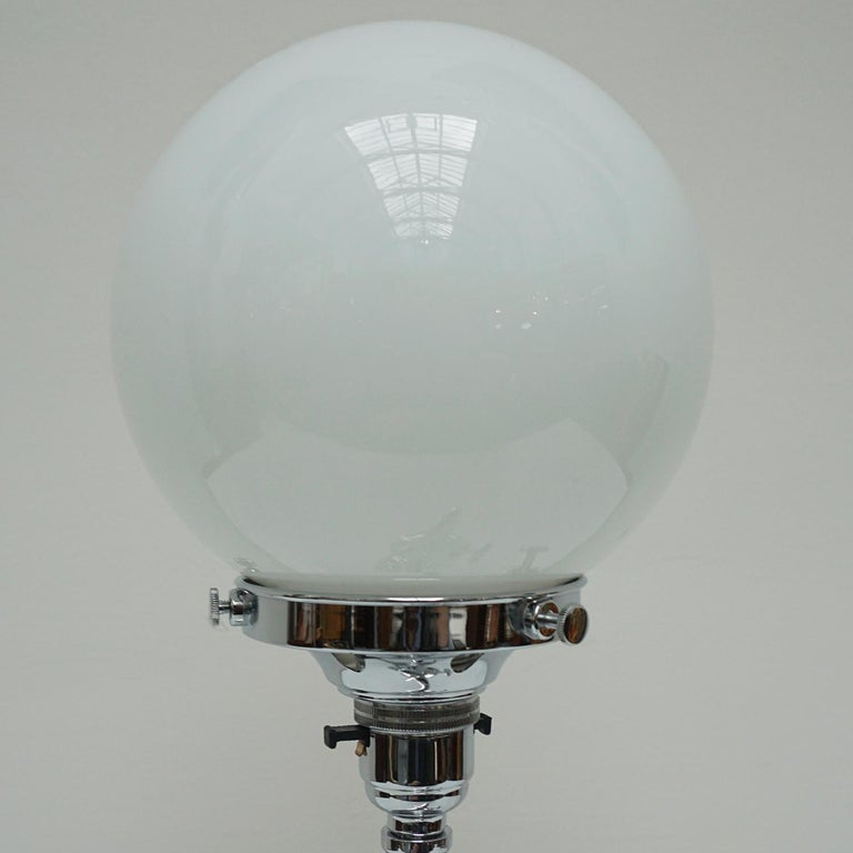 Art Deco Chromed Metal 'Aviation' Table Lamp with a Mounted Hurricane ...