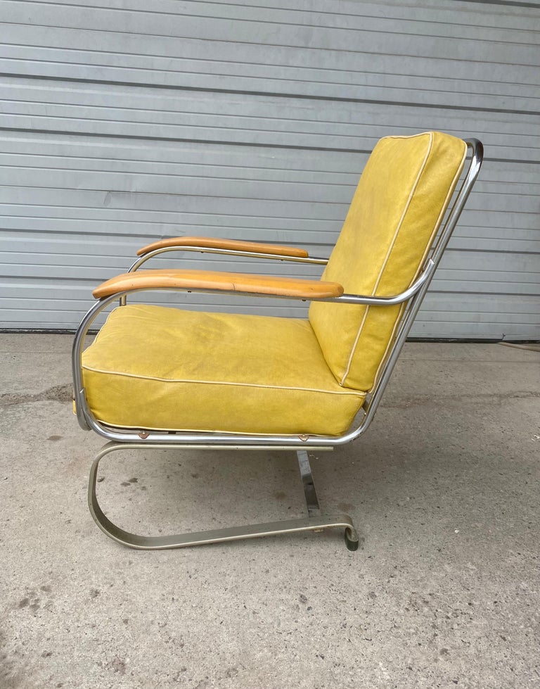 Art Deco Chromed Steel Springer Lounge Chair by Kem Weber / Lloyd ...