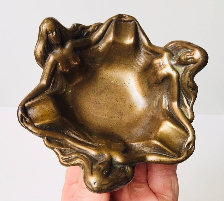 Art Deco Cigar Ashtray in Brass with Dancing Females, France, 1930s at ...