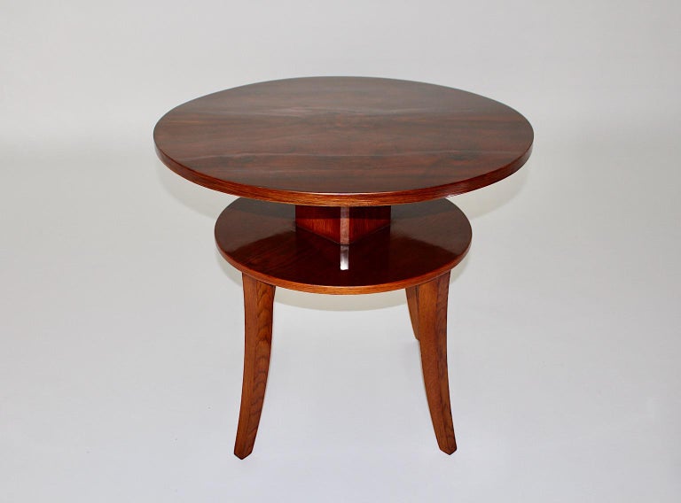 Art Deco Circular Brown Walnut Oak Coffee Table circa 1925 Vienna For ...