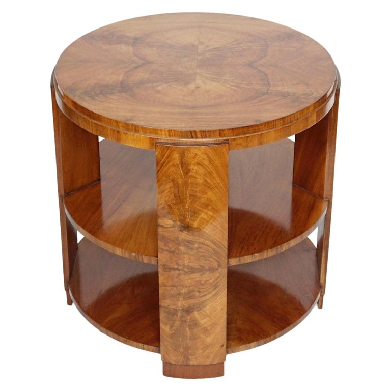 Art Deco Circular Library Table Burr Walnut English, Circa 1930 at 1stDibs