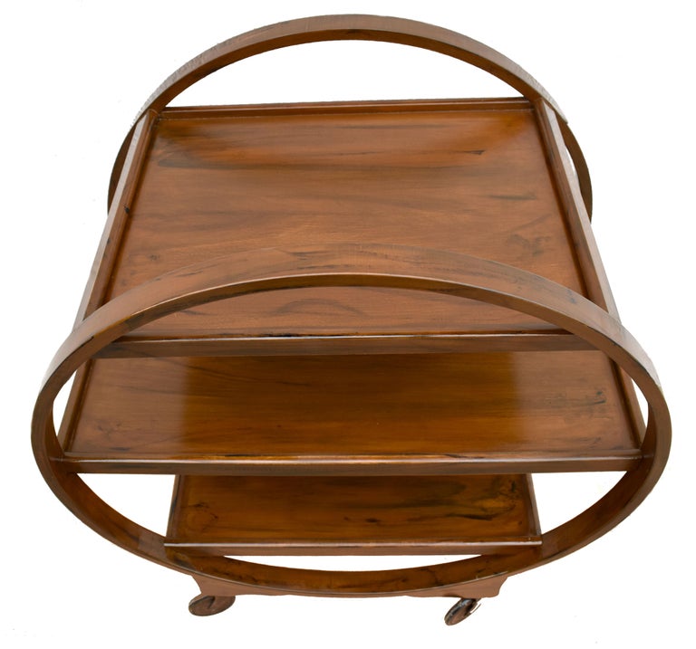 Art Deco Circular Walnut Drinks Bar Cart Trolley, English, 1930s at 1stDibs