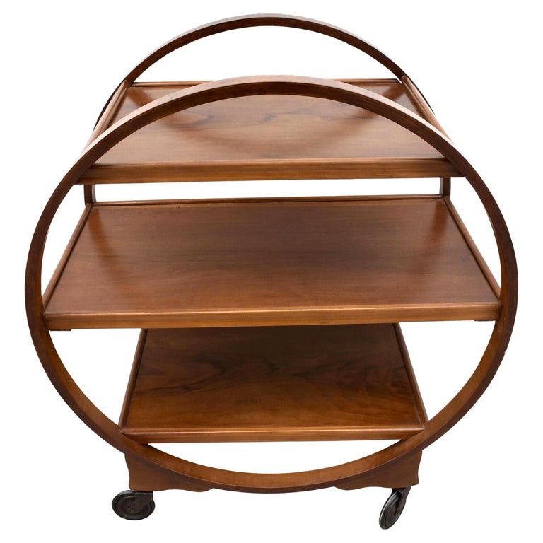 Art Deco Circular Walnut Drinks Bar Cart Trolley, English, 1930s For ...