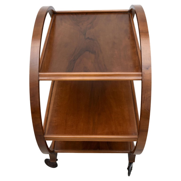 Art Deco Circular Walnut Drinks Bar Cart Trolley, English, 1930s For ...
