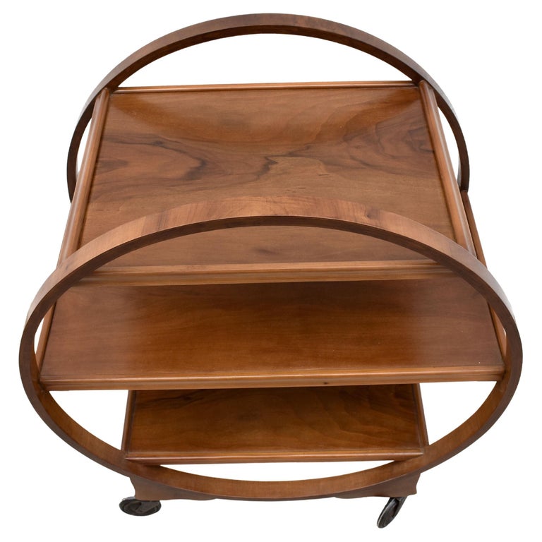 Art Deco Circular Walnut Drinks Bar Cart Trolley, English, 1930s For ...
