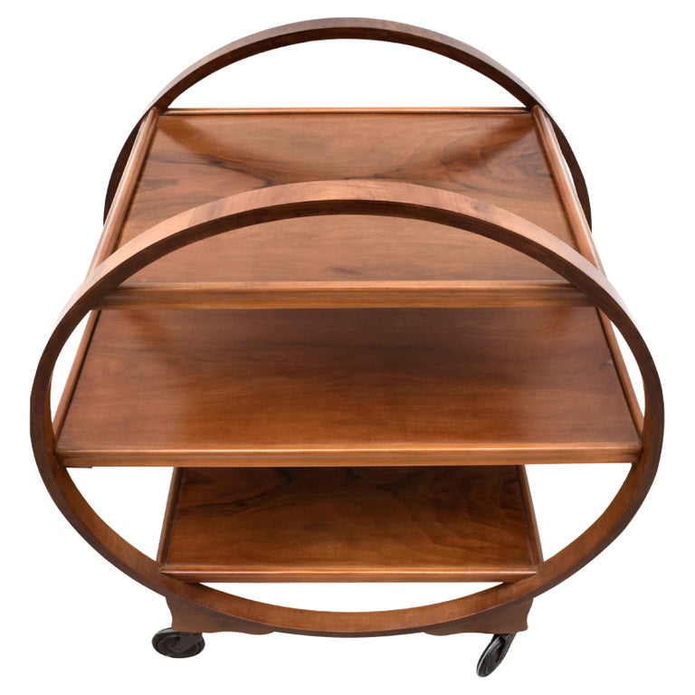 Art Deco Circular Walnut Drinks Bar Cart Trolley, English, 1930s For ...