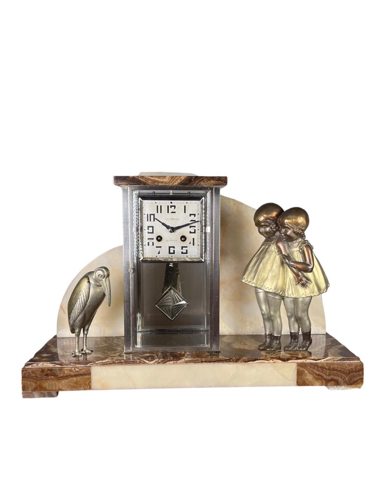 Art Deco Clock by the Sculptor Demetre Chiparus For Sale at 1stDibs