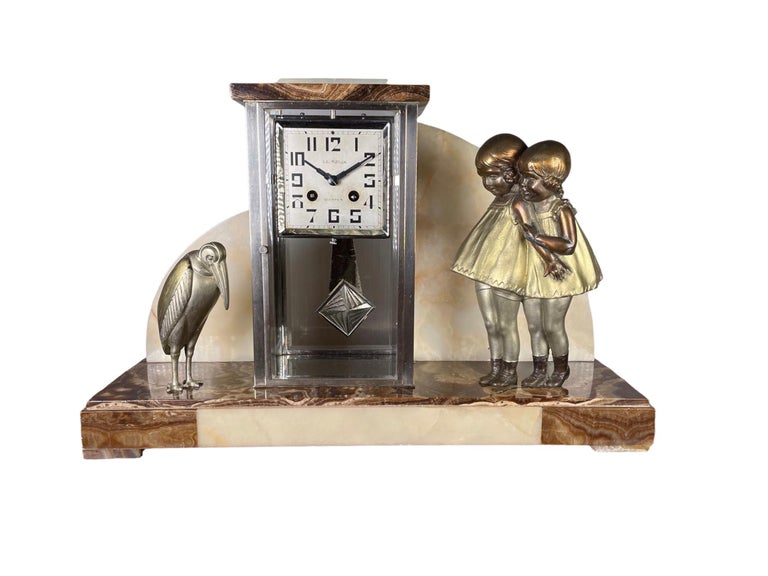 Art Deco Clock by the Sculptor Demetre Chiparus For Sale at 1stDibs