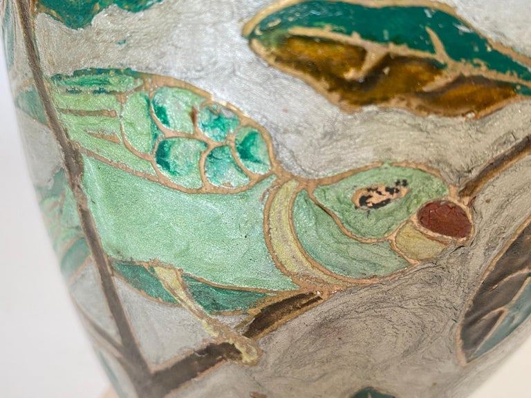 Art Deco Cloisoné Vase, with Colored Flowers Pattern, France, 20th ...