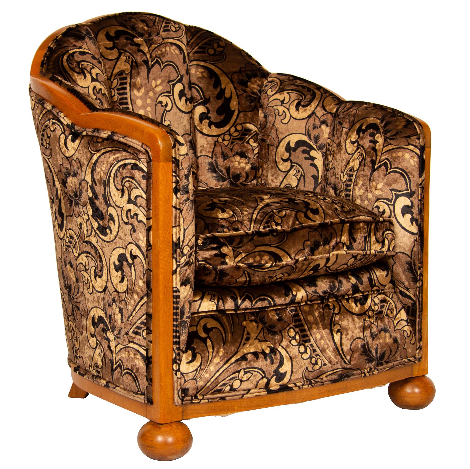 Art Deco Cloud Shape Armchair Newly Upholstered in a Sue et Mare Fabric ...