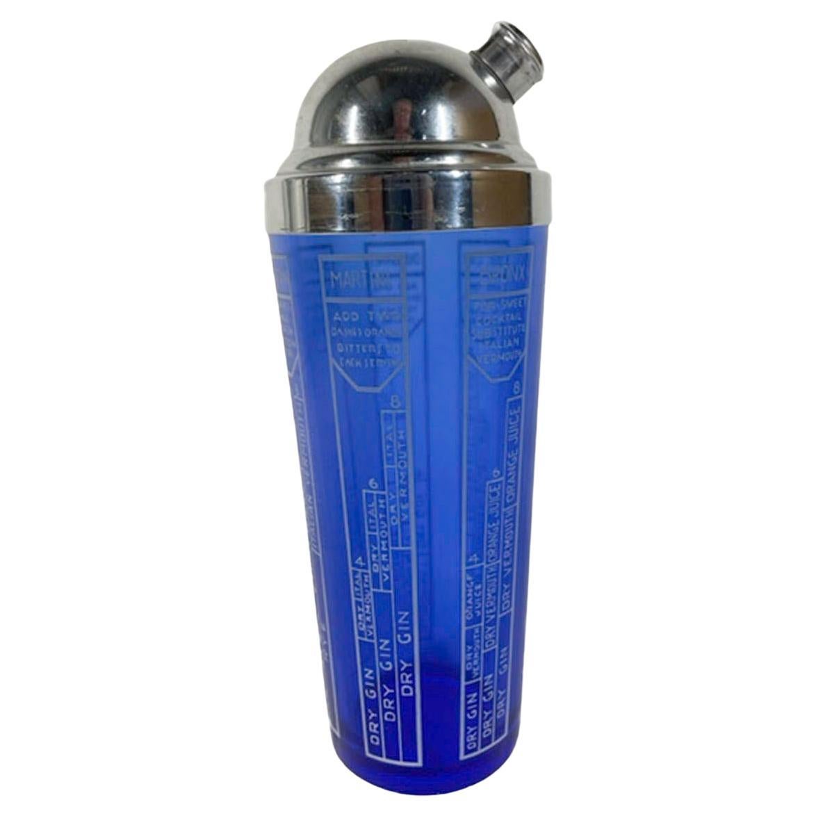 Early 20th Century Cobalt Blue Glass and Chrome Recipe Art Deco ...