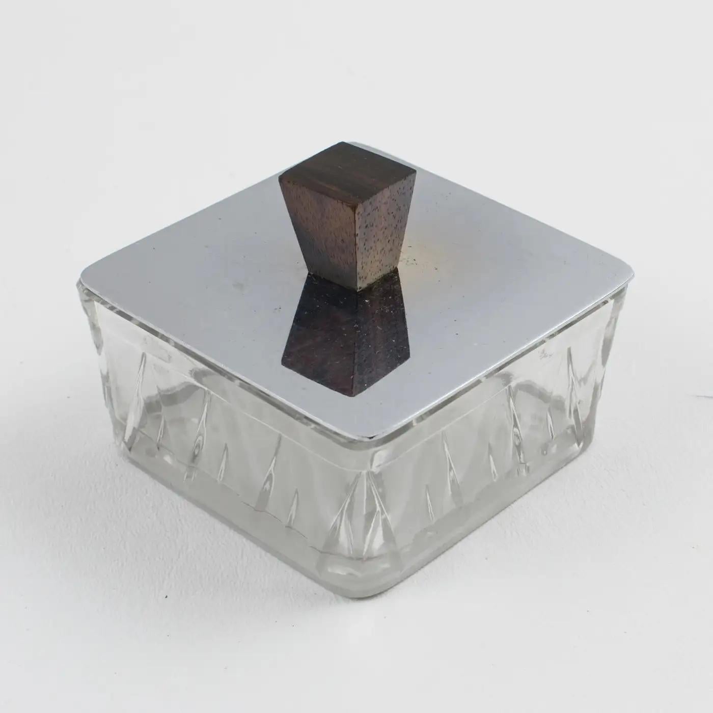 Art Deco Cocktail Barware Chrome and Macassar Wood Tray with Glass ...