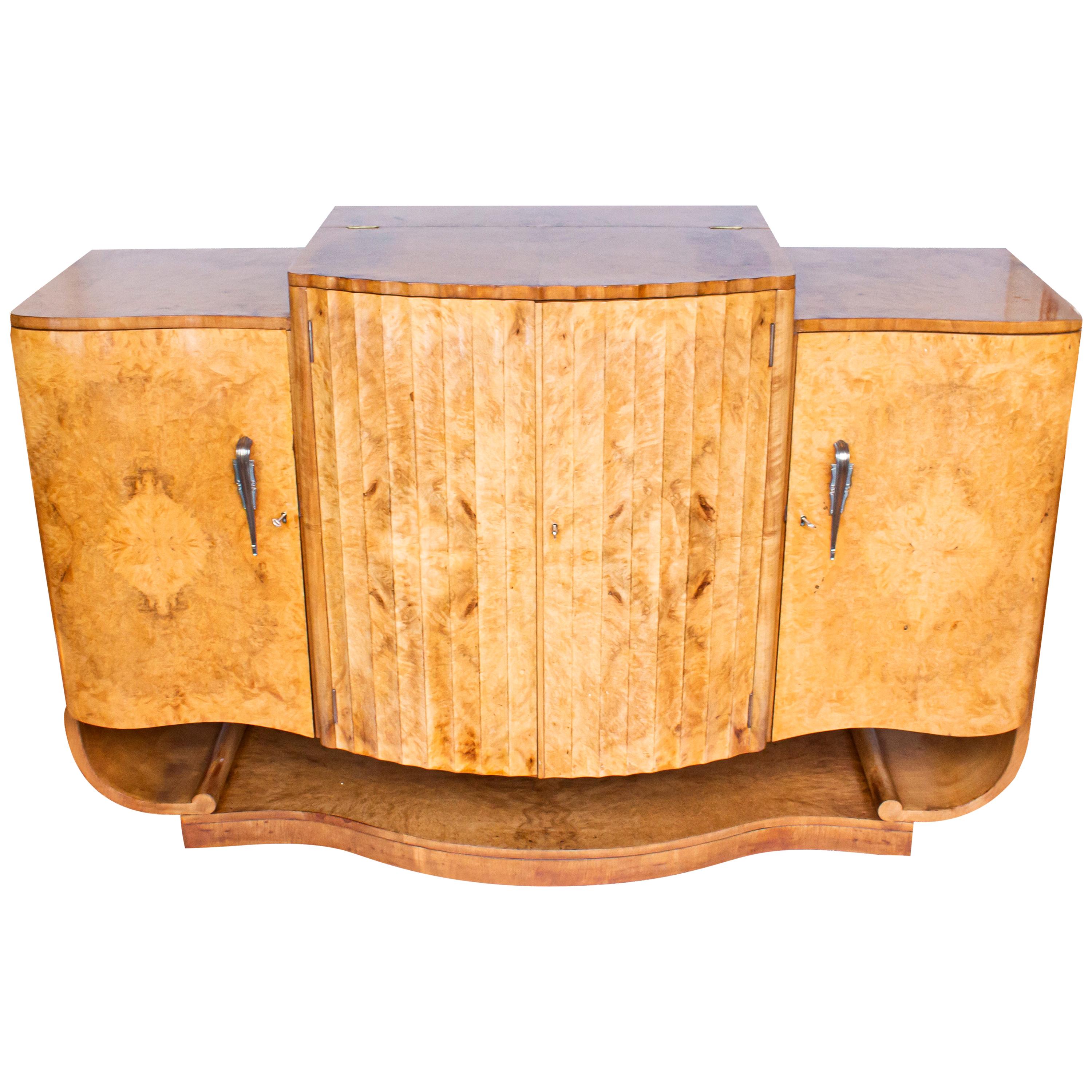 Art Deco Cocktail Sideboard by Harry and Lou Epstein Bleached Burr ...