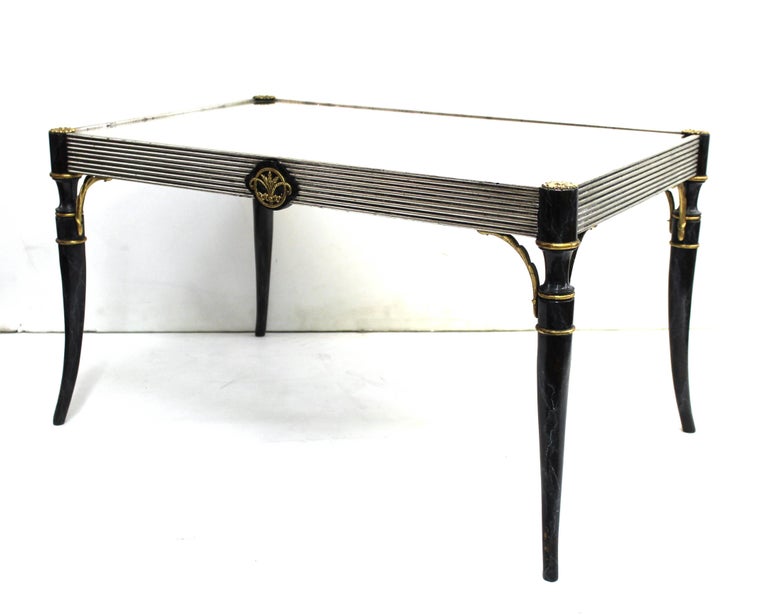 Art Deco Cocktail Table in Painted and Silvered Wood with Mirror Top at ...