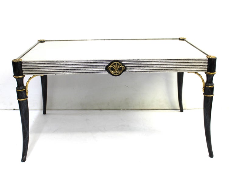 Art Deco Cocktail Table in Painted and Silvered Wood with Mirror Top at ...