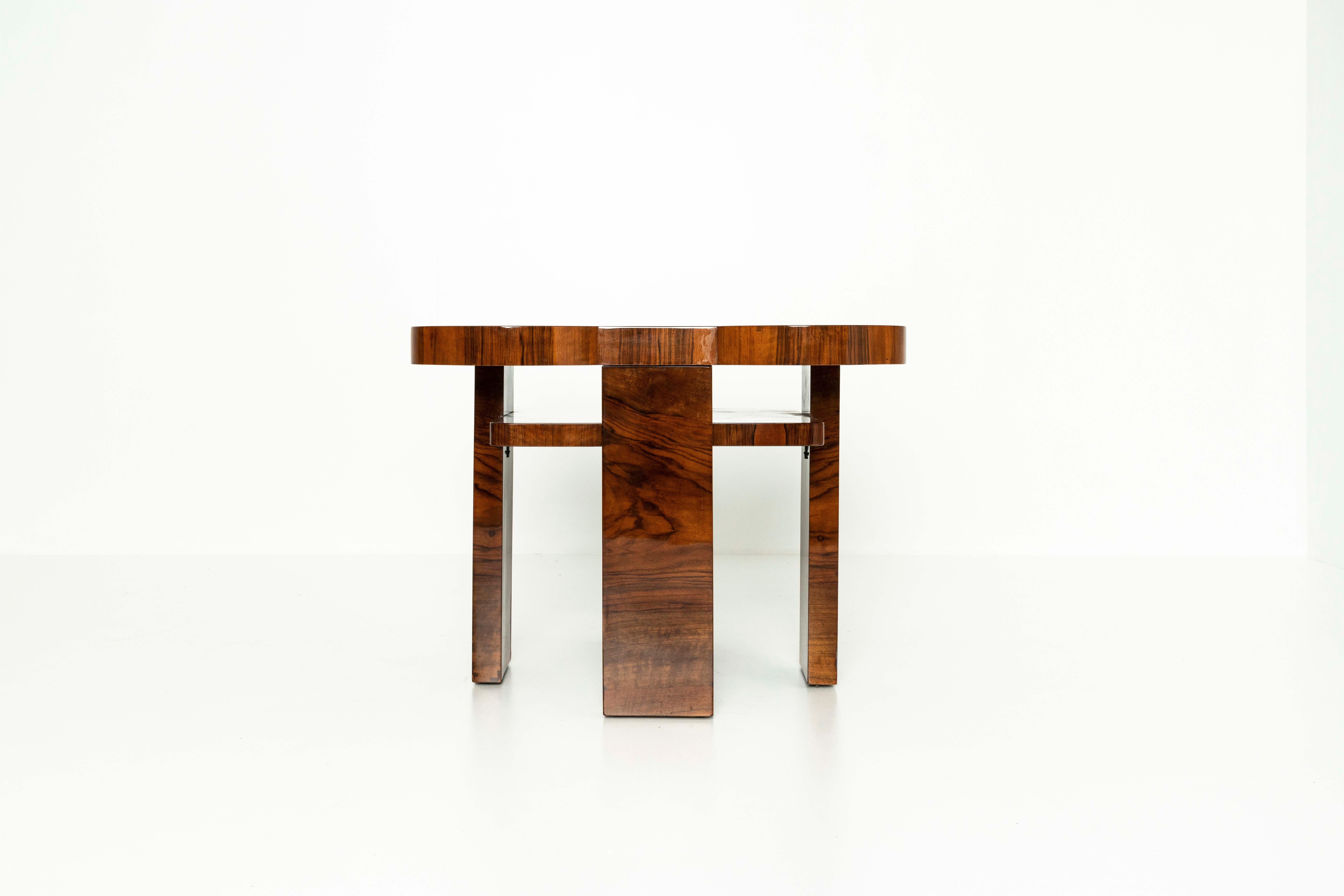Art Deco Coffee or Side Table in Brown Lacquered Wood, 1930s at 1stDibs