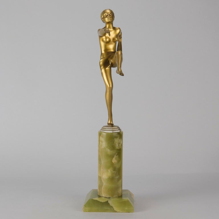 Art Deco Cold-Painted Bronze Sculpture Entitled "Scarf Dancer" by Josef ...